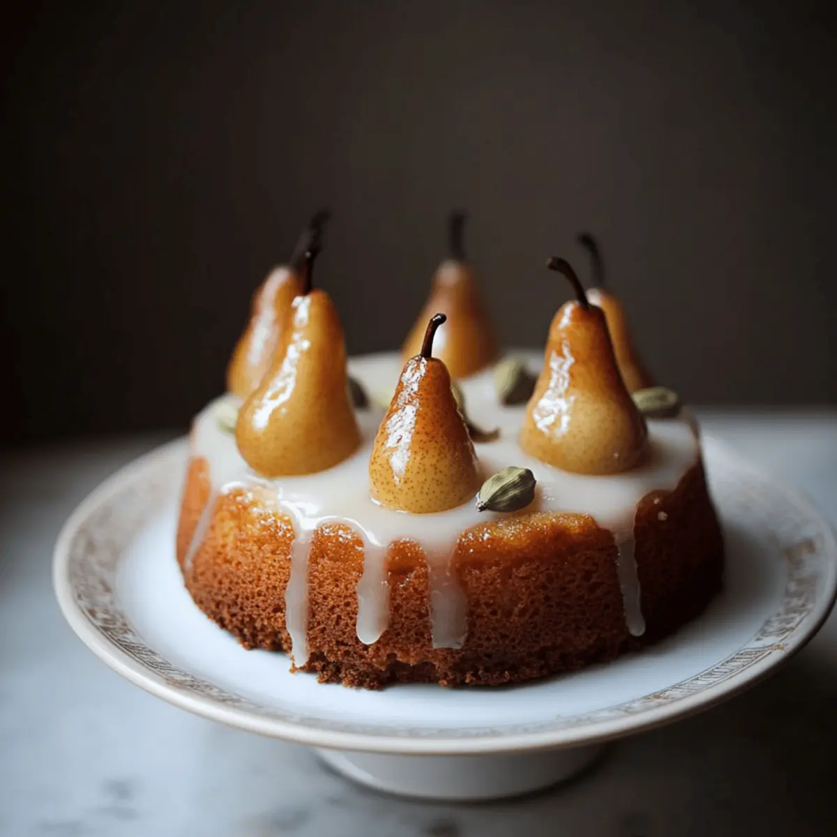 Delicious Poached Pear Cardamom Cakes with Icing Recipe