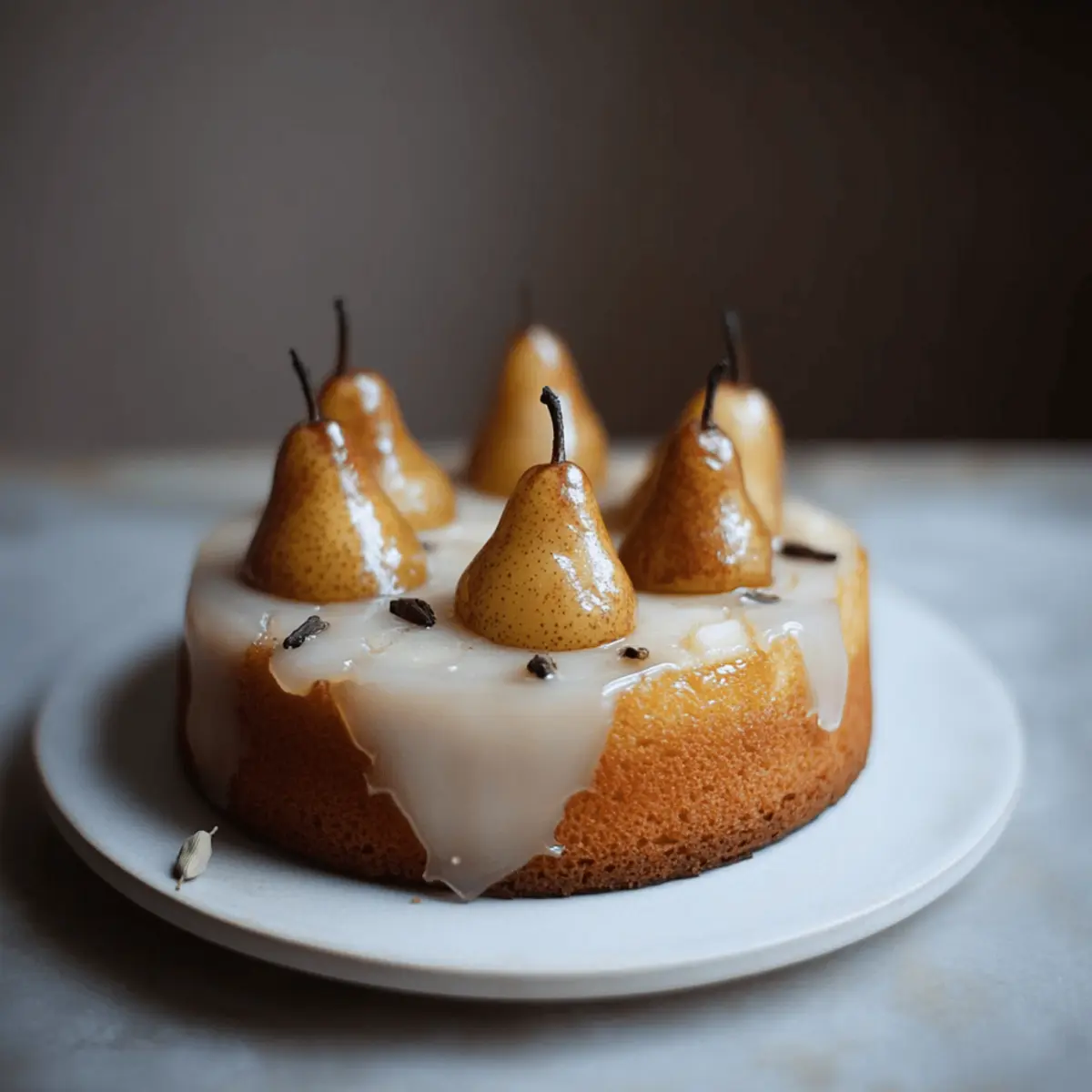 Delicious Poached Pear Cardamom Cakes with Icing Recipe