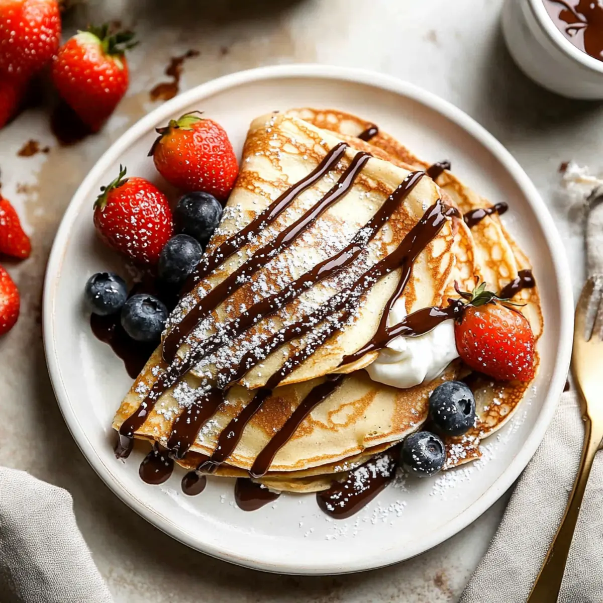 Delicious Nutella Crepes with Fresh Berries and Sugar Dusting