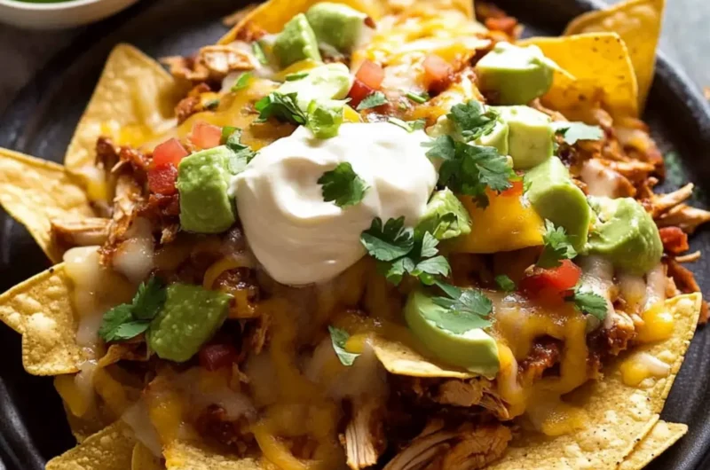 Delicious Chicken Nachos Recipe with Quick Guacamole and Cheese