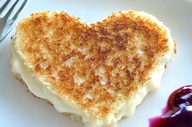 Delicious Heart Shaped Grilled Cheese with Cream Cheese and Jam